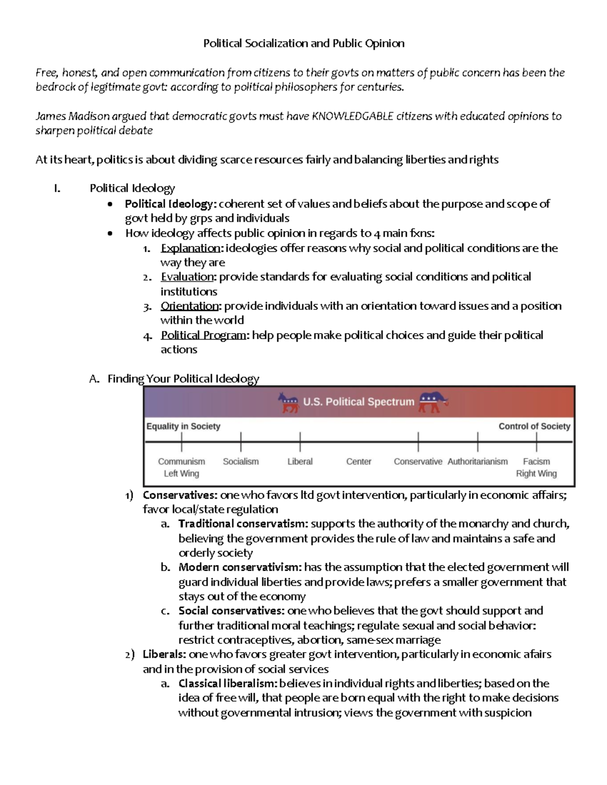 Political Socialization and Public Opinion Student - Political ...