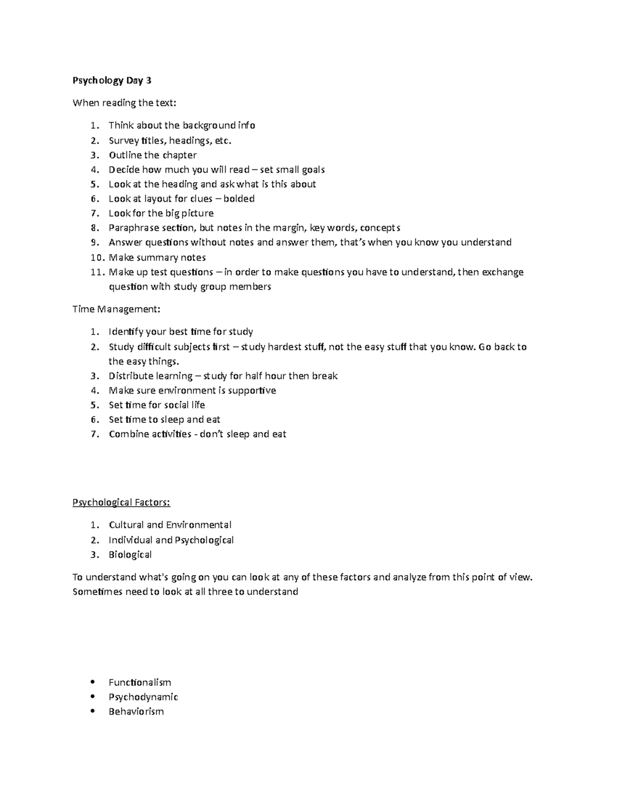 Psychology Day 3-4 - Lecture notes 3-4 - Psychology Day 3 When reading ...