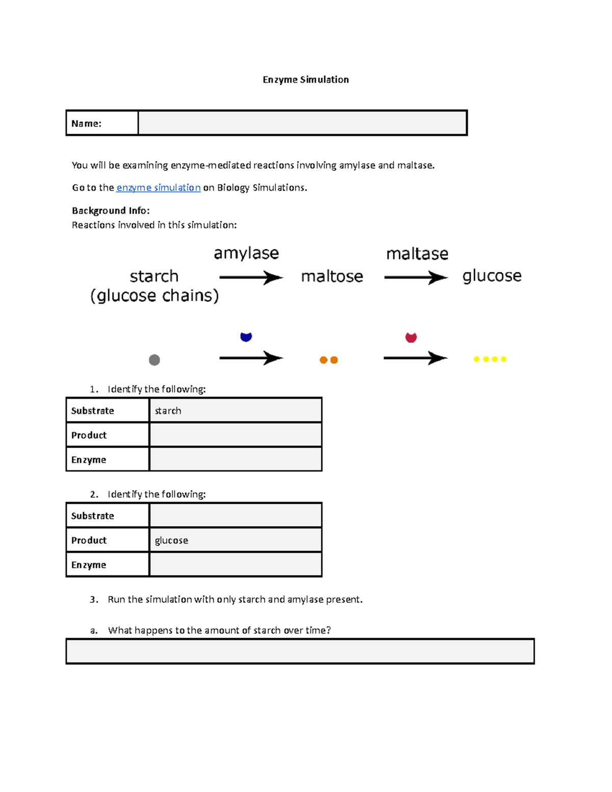 Enzyme Simulation - Observation+Inquiry - Enzyme Simulation Name: You ...