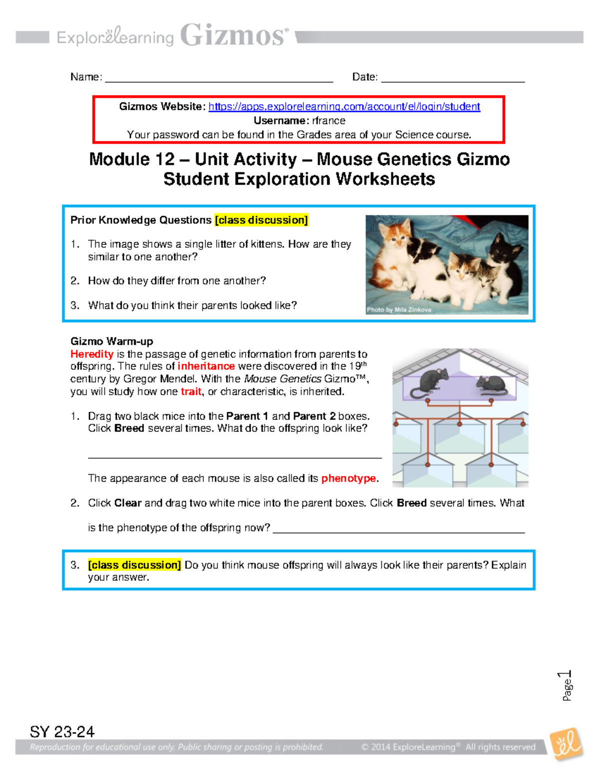 Module 12 - Unit Activity - Mouse Genetics and Genetic Engineering ...