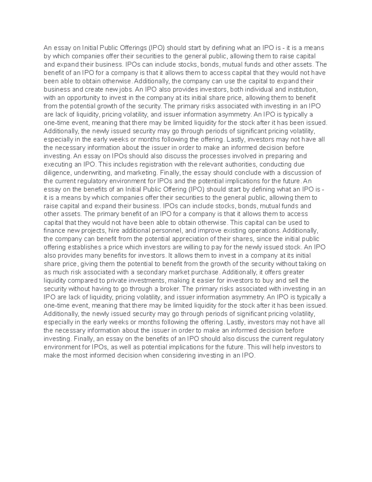 Ep 10 - INFORMATIVE - An essay on Initial Public Offerings (IPO) should ...