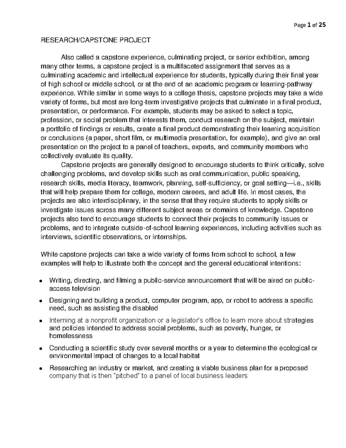 Capstone- Project - RESEARCH/CAPSTONE PROJECT Also called a capstone ...