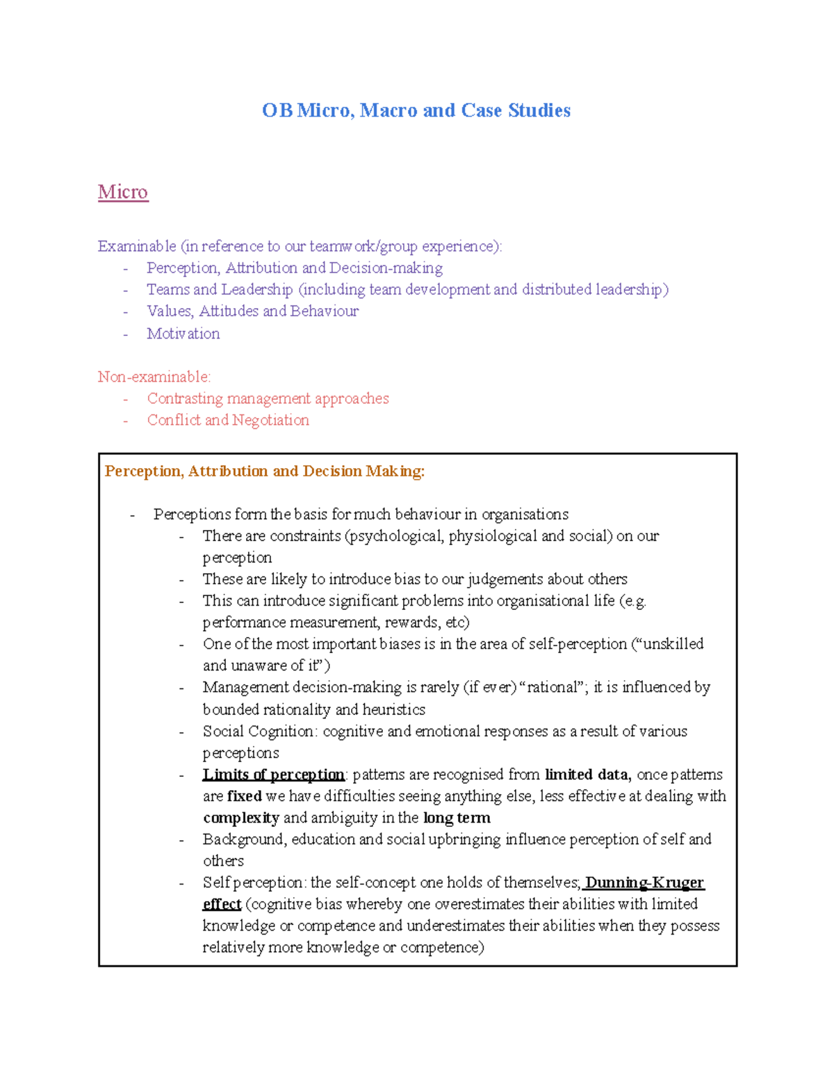 OB Micro, Macro and Case Study Notes - OB Micro, Macro and Case Studies ...