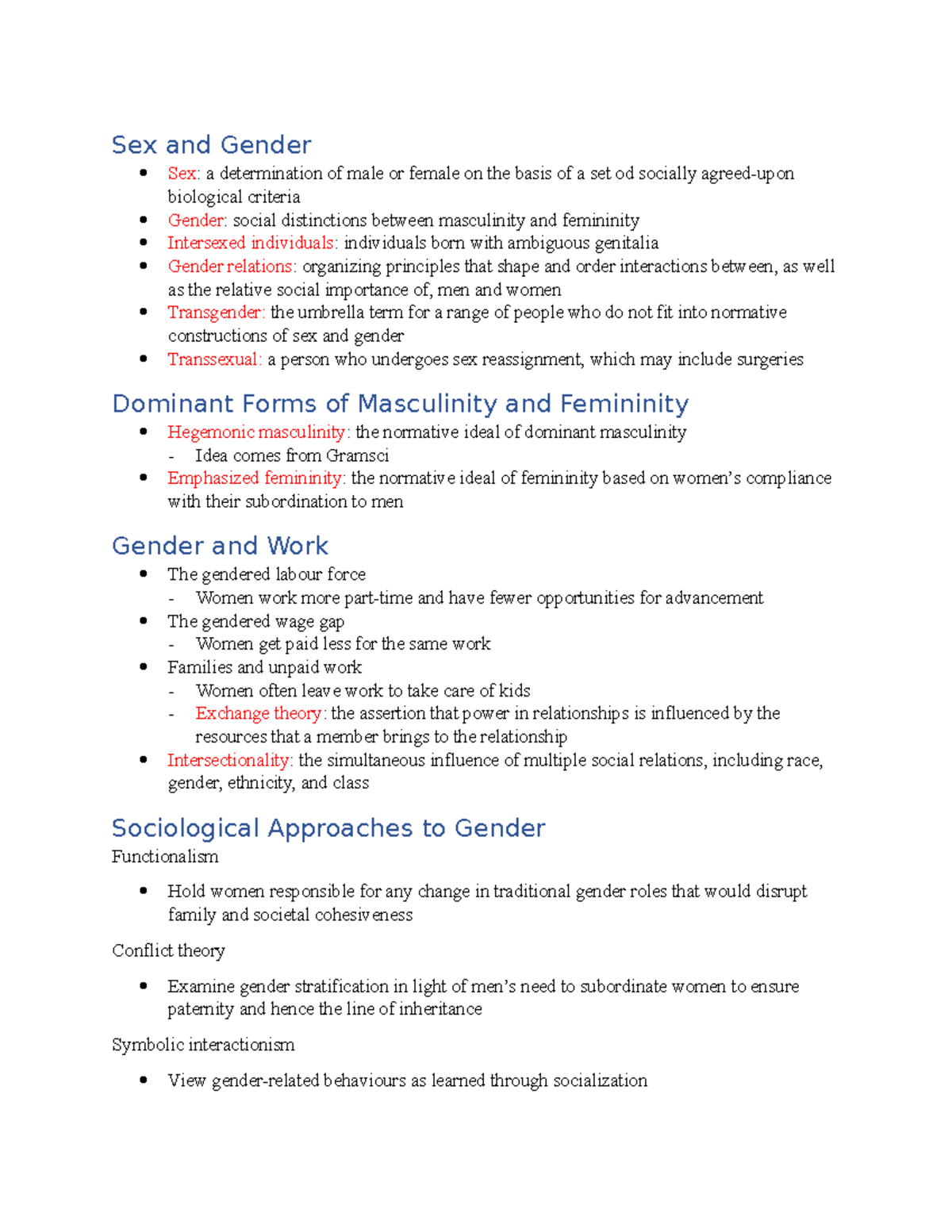 8 - Gender - textbook reading - Sex and Gender Sex: a determination of ...