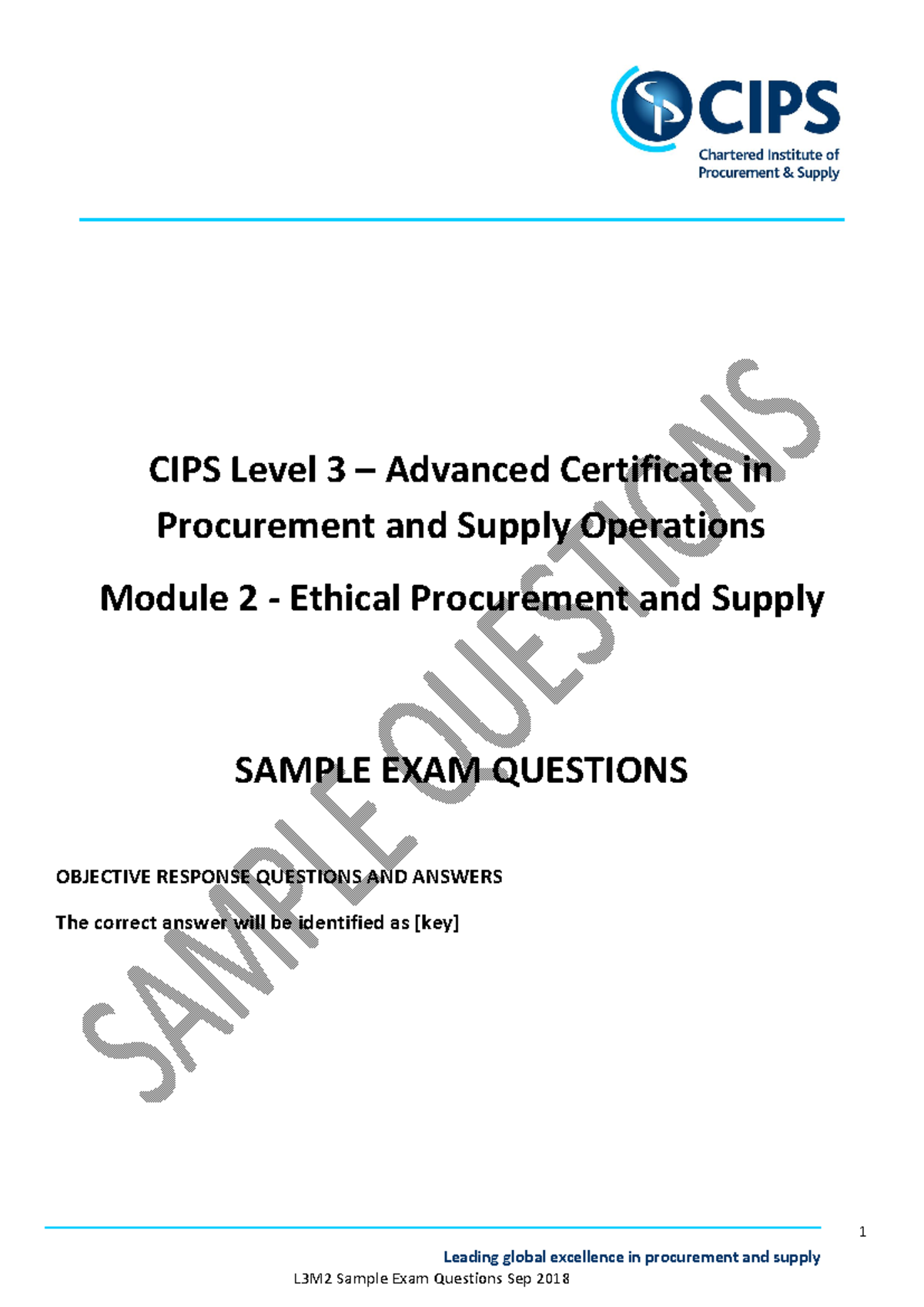 CIP L3M2 PRACTICE QUESTIONS - Leading global excellence in procurement ...