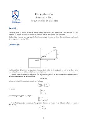 TD2 exo Chocs élastiques corrigé - Corrigé d’exercice PHYS 101 – TD 2 Choc Énoncé Cet exercice ...