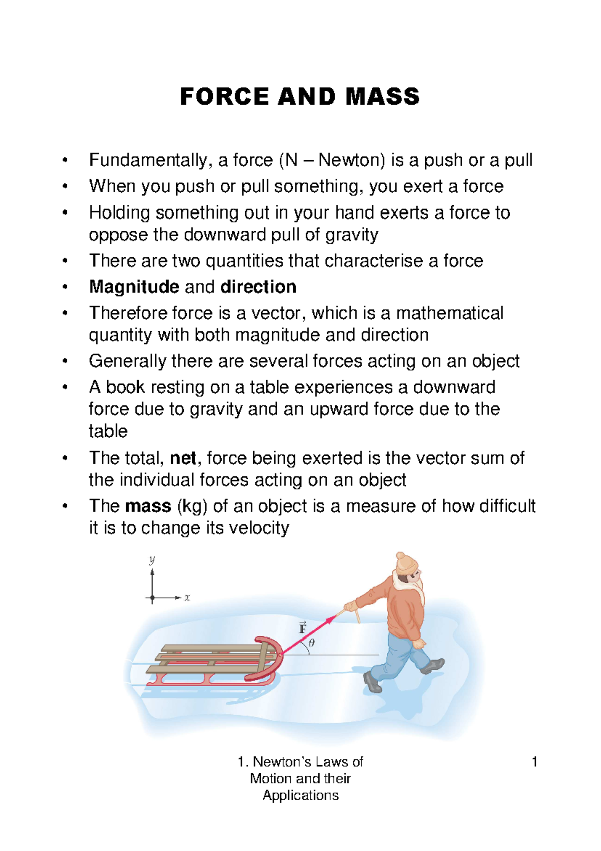 2008-2009 Lecture Notes 1 - Newton's Laws and their Applications ...