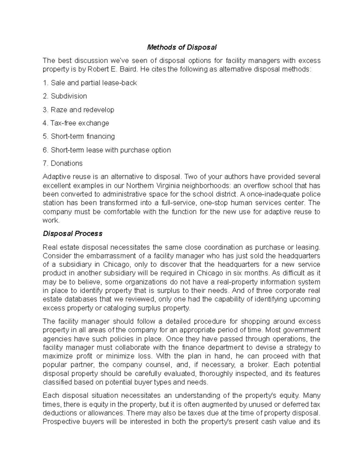 Lesson 2 Methods of Disposal - Methods of Disposal The best discussion ...