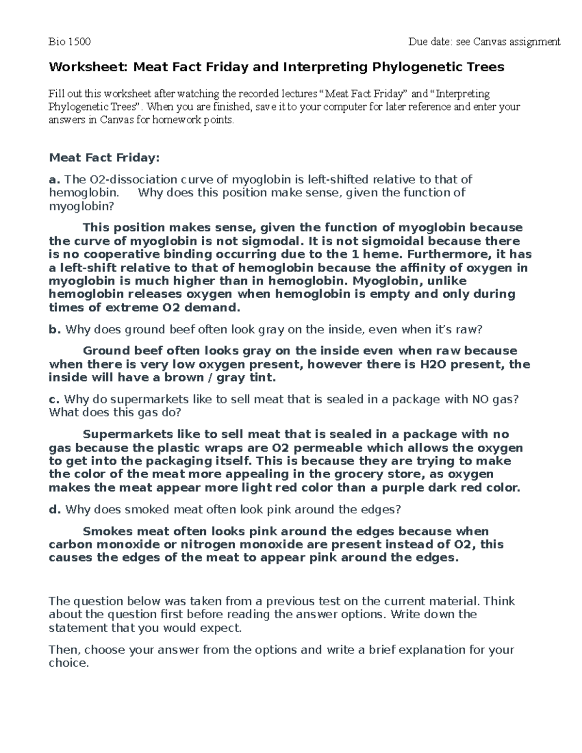 #19A Meat FF phylogeny-1 - Worksheet: Meat Fact Friday and Interpreting ...