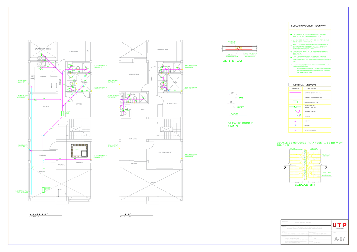 Lamina 7 - VIVIENDA - P R I M E R P I S O E s c a l a 1/ 2° P I S O E s ...