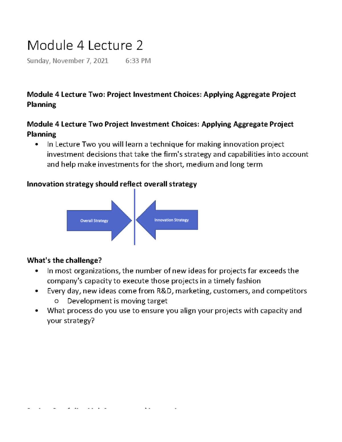 Module 4 - MBA 816 - Professor Lant - Module 4 Lecture Two: Project ...