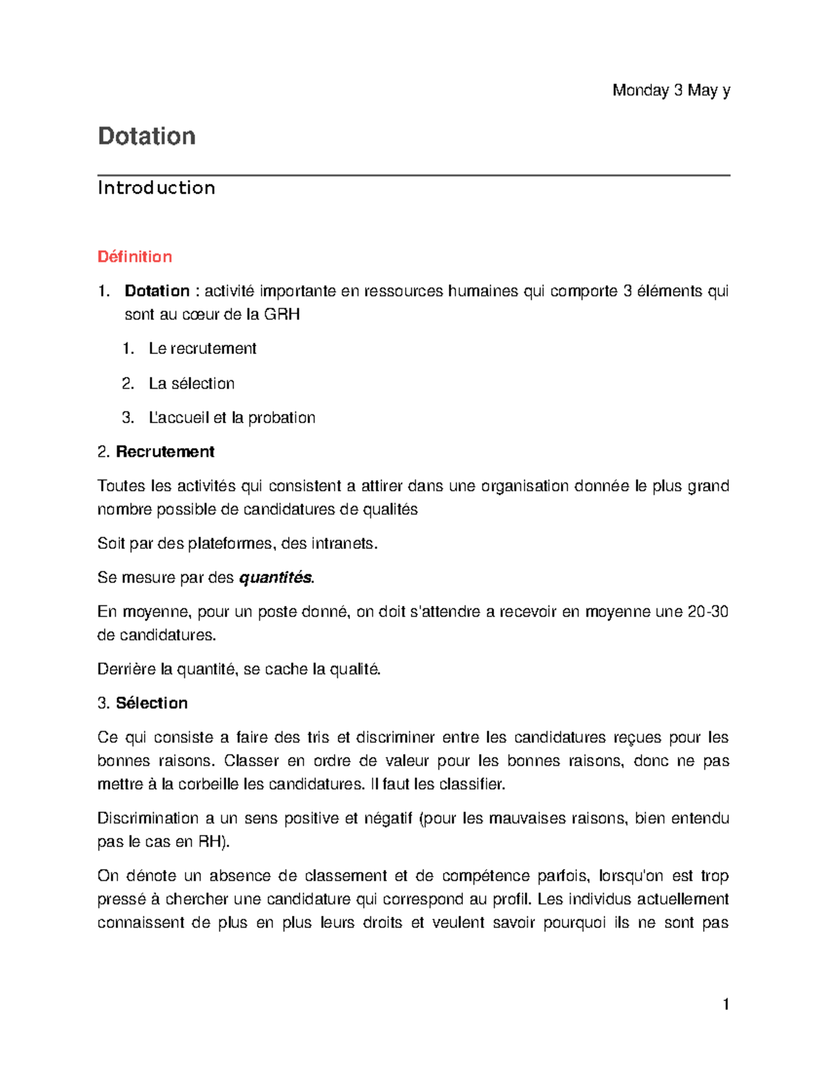 Dotation - séance 1 - Dotation Introduction Définition Dotation ...