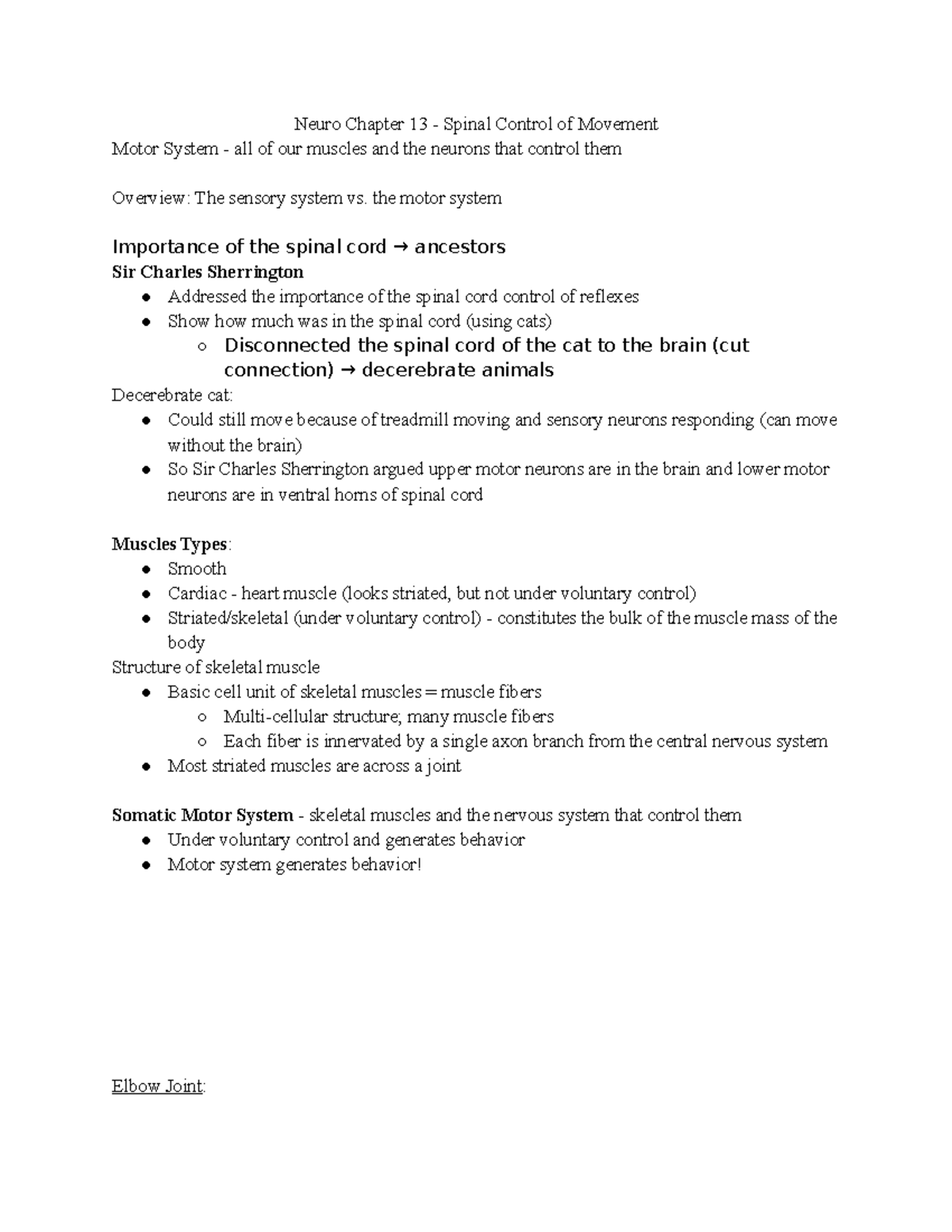 Chapter 13 Spinal Control of Movement - Neuro Chapter 13 - Spinal ...