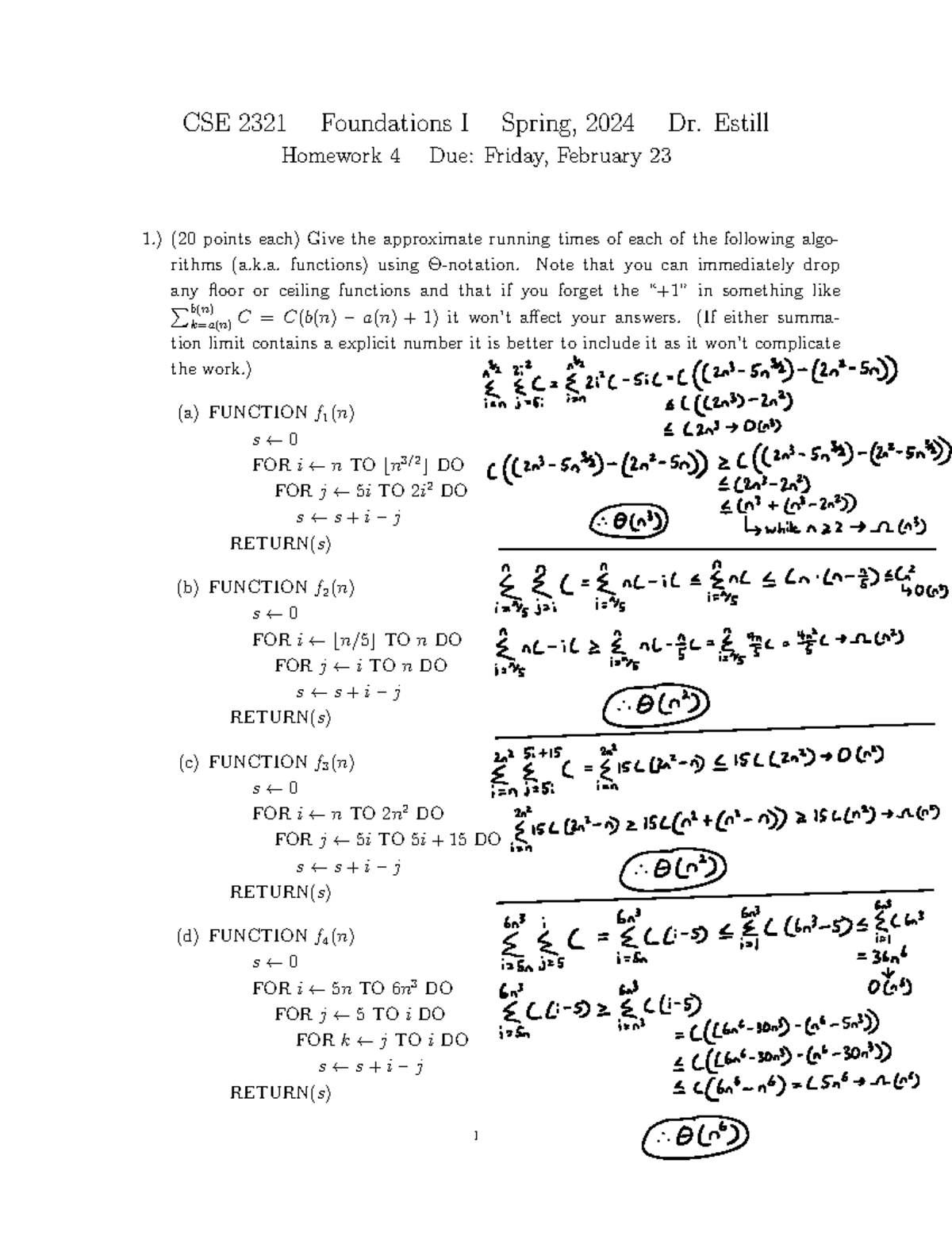 CSE2321+HW+4 - Homework 4 - CSE 2321 Foundations I Spring, 2024 Dr. Estill Homework 4 Due ...