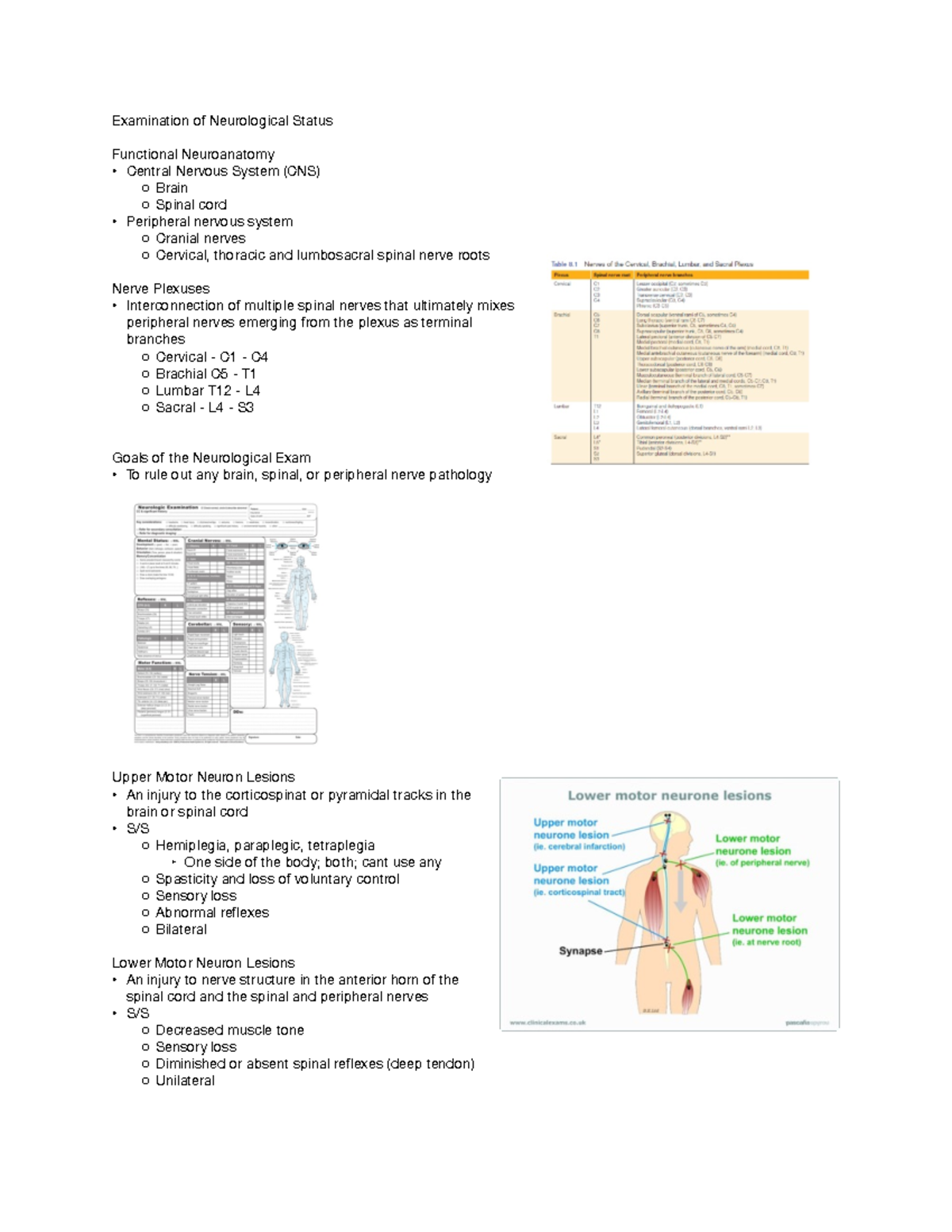 Examination of Neurological Status - Examination of Neurological Status ...
