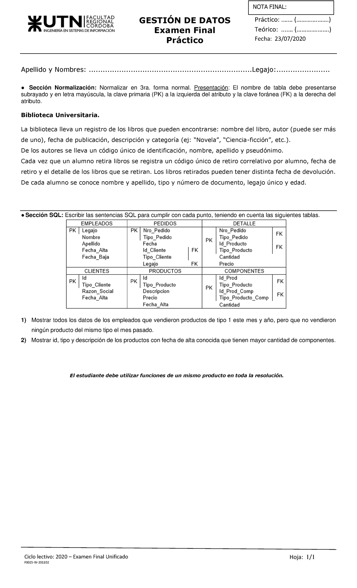 GDA202007 23 JP - gestión de datos, UTN FRC guía técnica - Warning: TT: undefined function: 32 ...