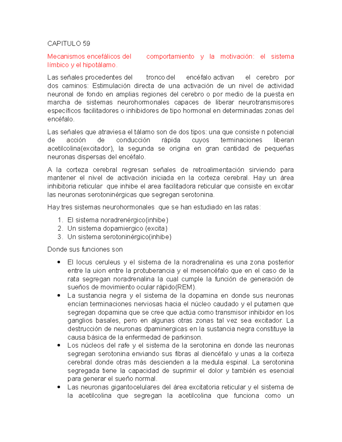 Capitulo 59 Fisiologia guyton - CAPITULO 59 Mecanismos encefálicos del comportamiento y la - Studocu