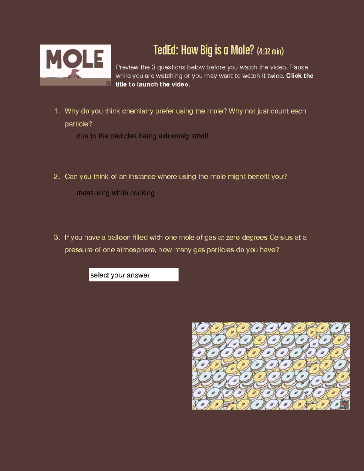 Ted Ed -mole-fillable - TedEd: How Big is a Mole? (4:32 min) Preview ...