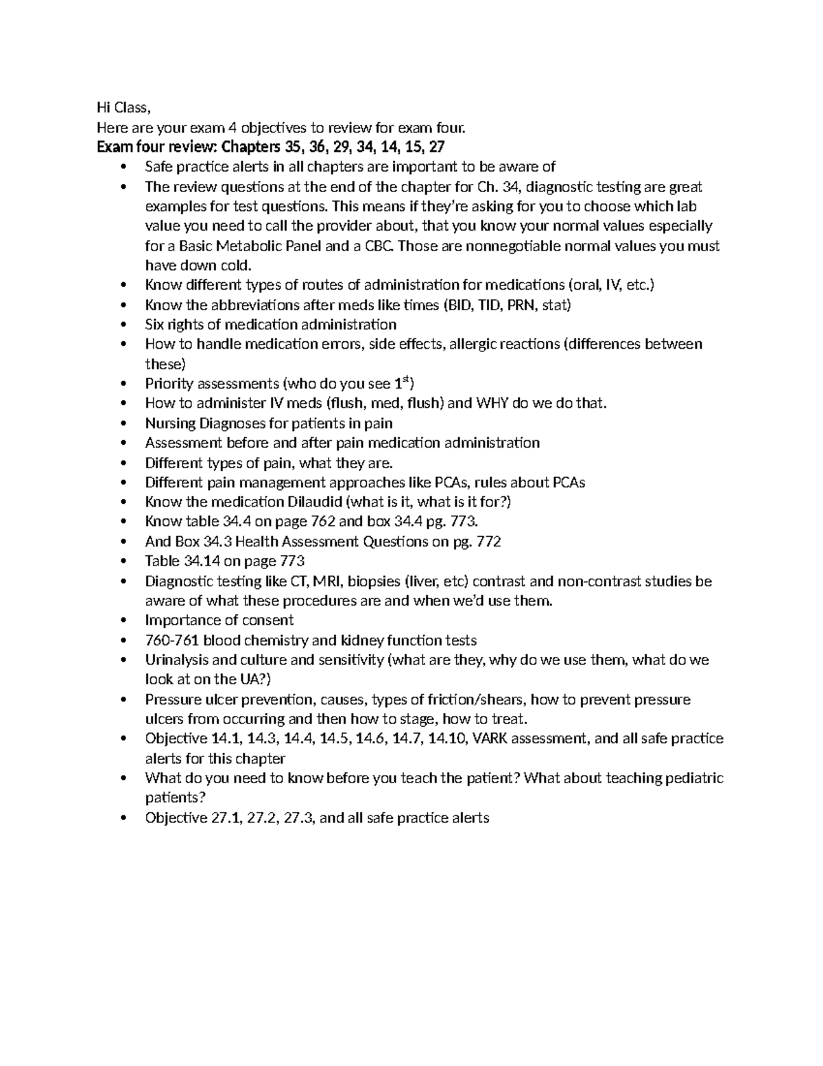Foundations Exam 4 objectives - Hi Class, Here are your exam 4 ...