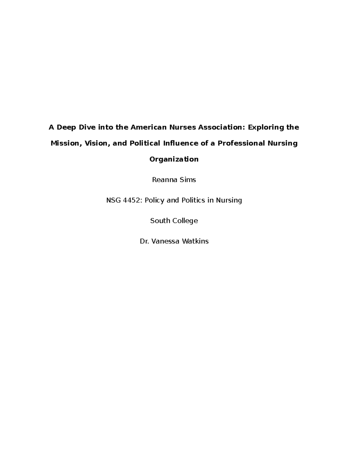 A Deep Dive into the American Nurses Association - Vanessa Watkins ...