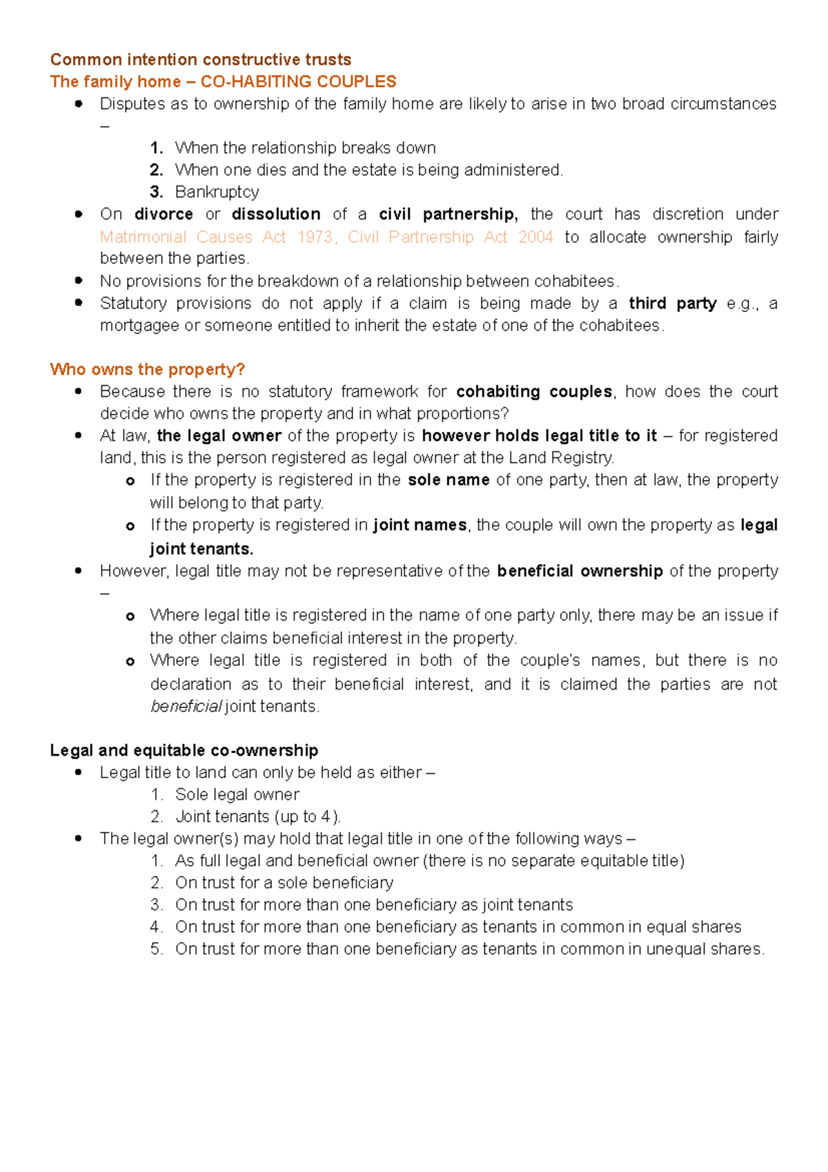 Common intention constructive trusts - When the relationship breaks ...