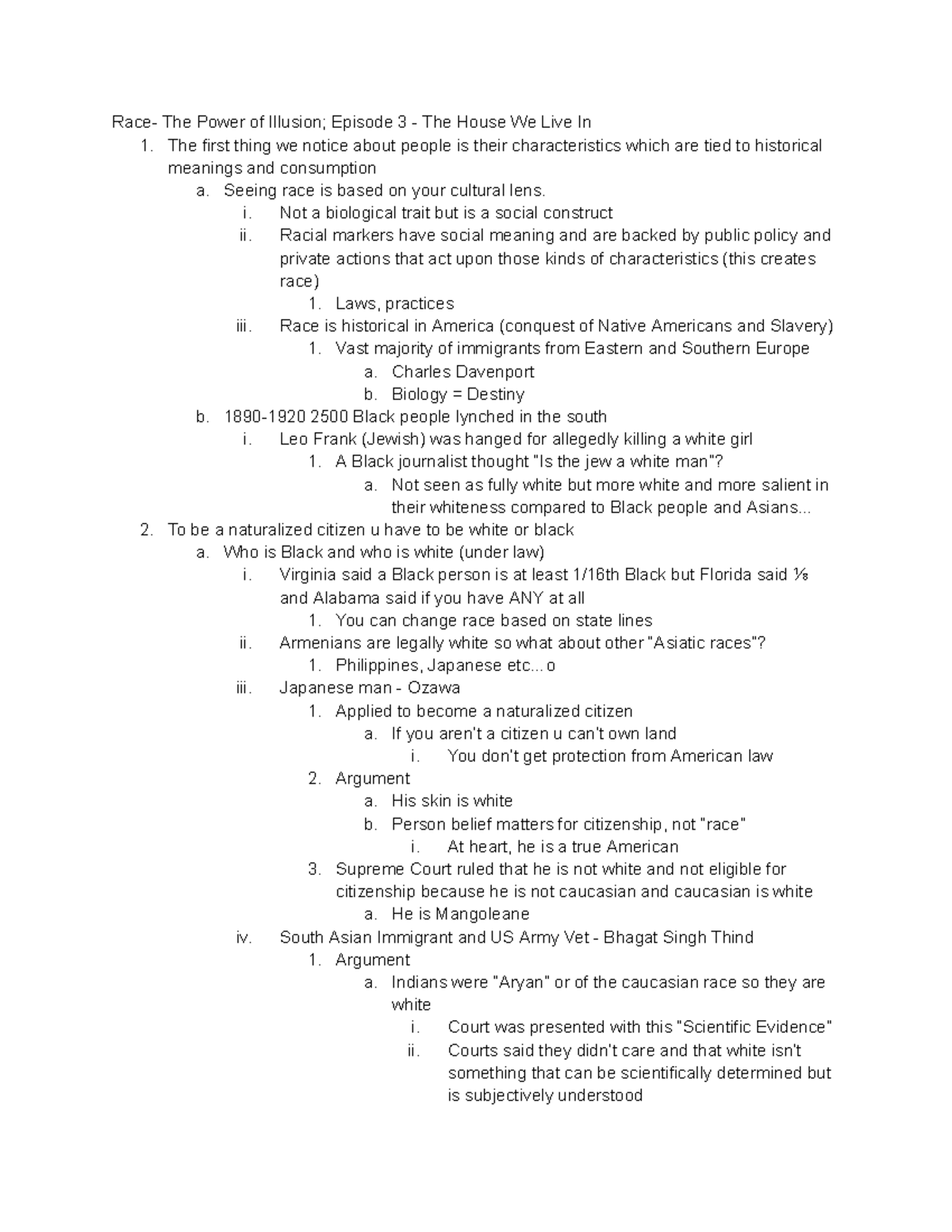 SOC 313 - Documentary Notes - Race- The Power of Illusion; Episode 3 ...