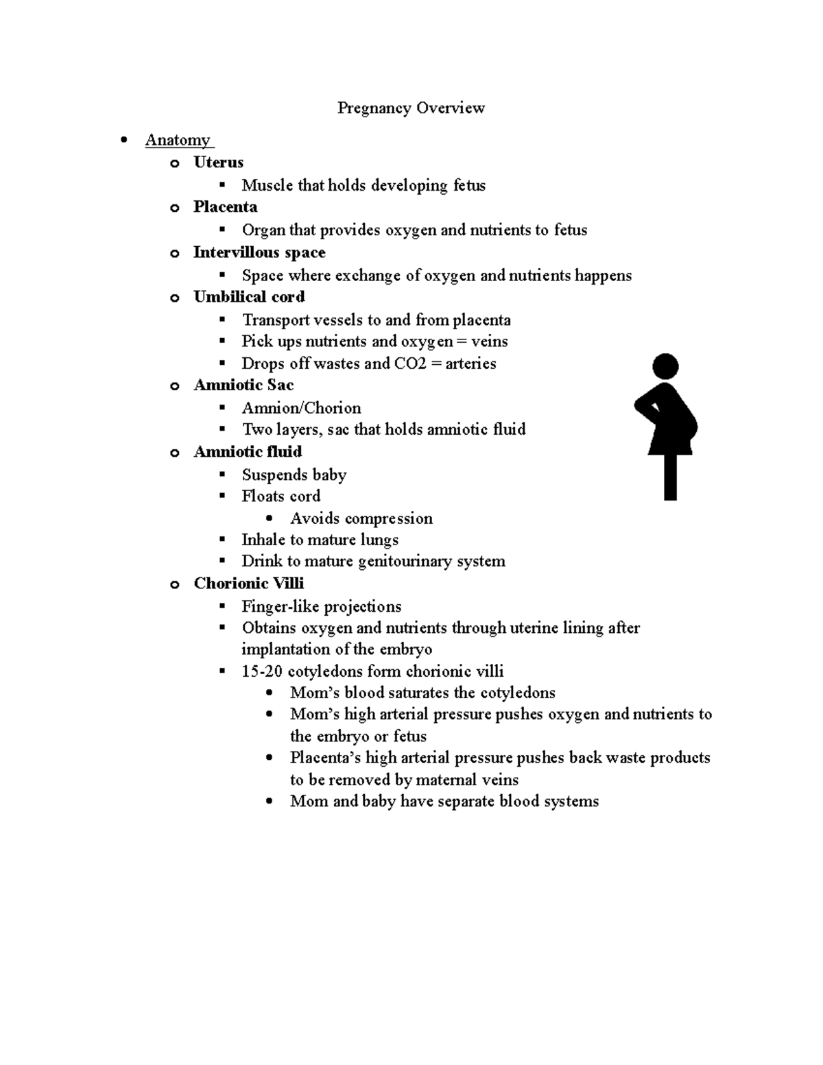 Pregnancy Module 1 Notes - Pregnancy Overview Anatomy o Uterus Muscle ...