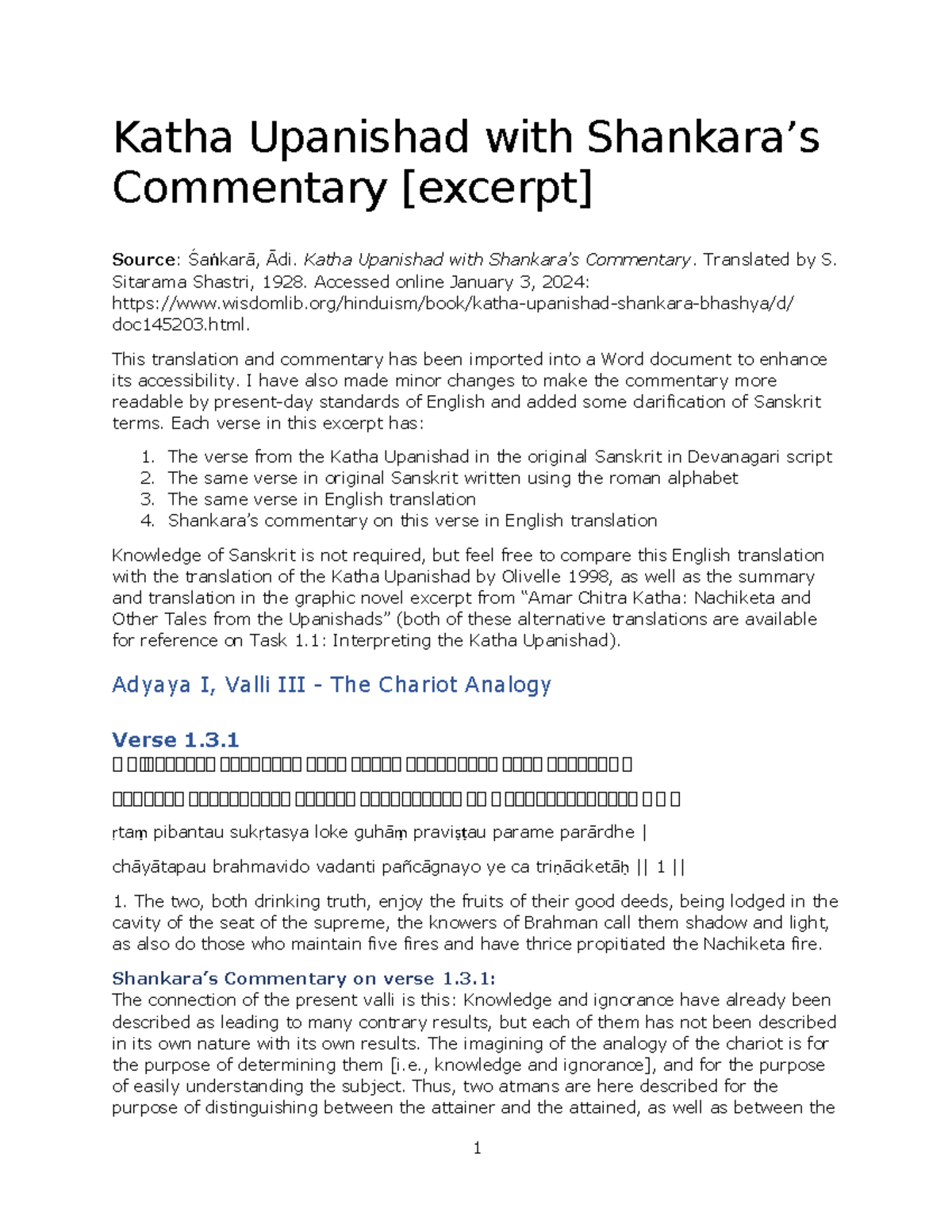 Shankara Commentary on the Katha Upanishad excerpt - Katha Upanishad with Shankara’s Commentary ...