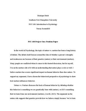 PSY 108 Module 3 Activity Template - 7/16/ Garbarczyk, William SNHU PSY ...
