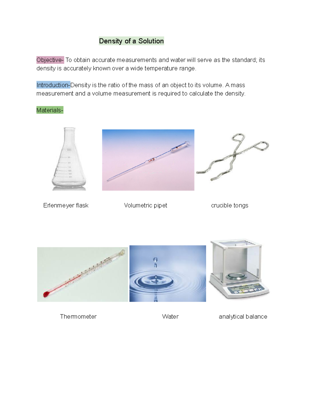Chemistry density solution - CHEM 108 - CUNY - Studocu