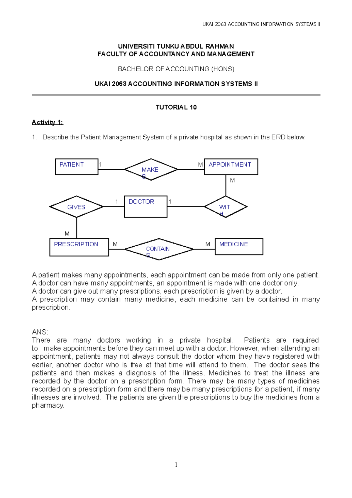 @Tutorial 10 - Question - UNIVERSITI TUNKU ABDUL RAHMAN FACULTY OF ...