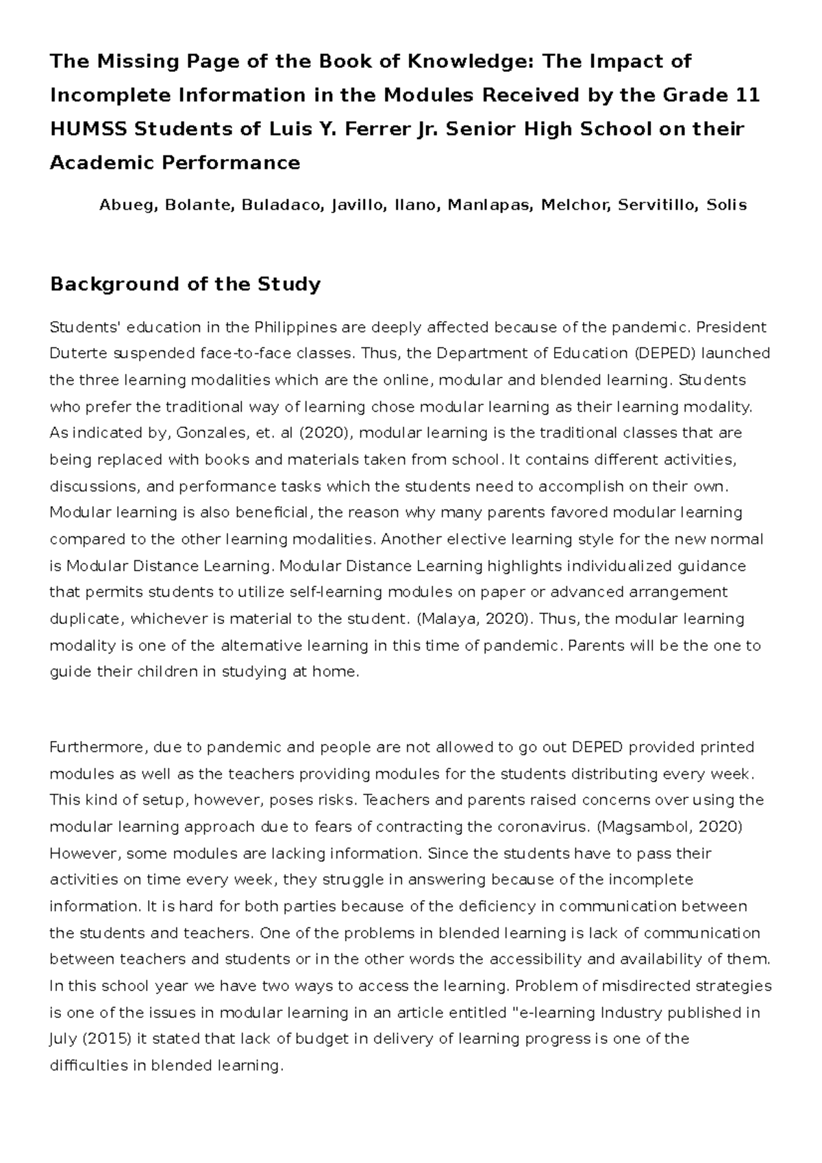 Introduction - bianca - The Missing Page of the Book of Knowledge: The Impact of Incomplete ...