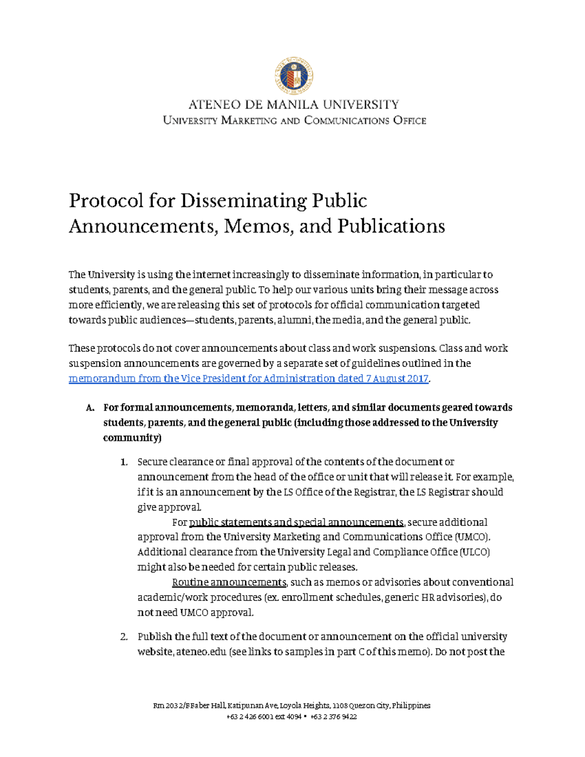 2020-06 Protocol for official public announcements - Protocol for ...