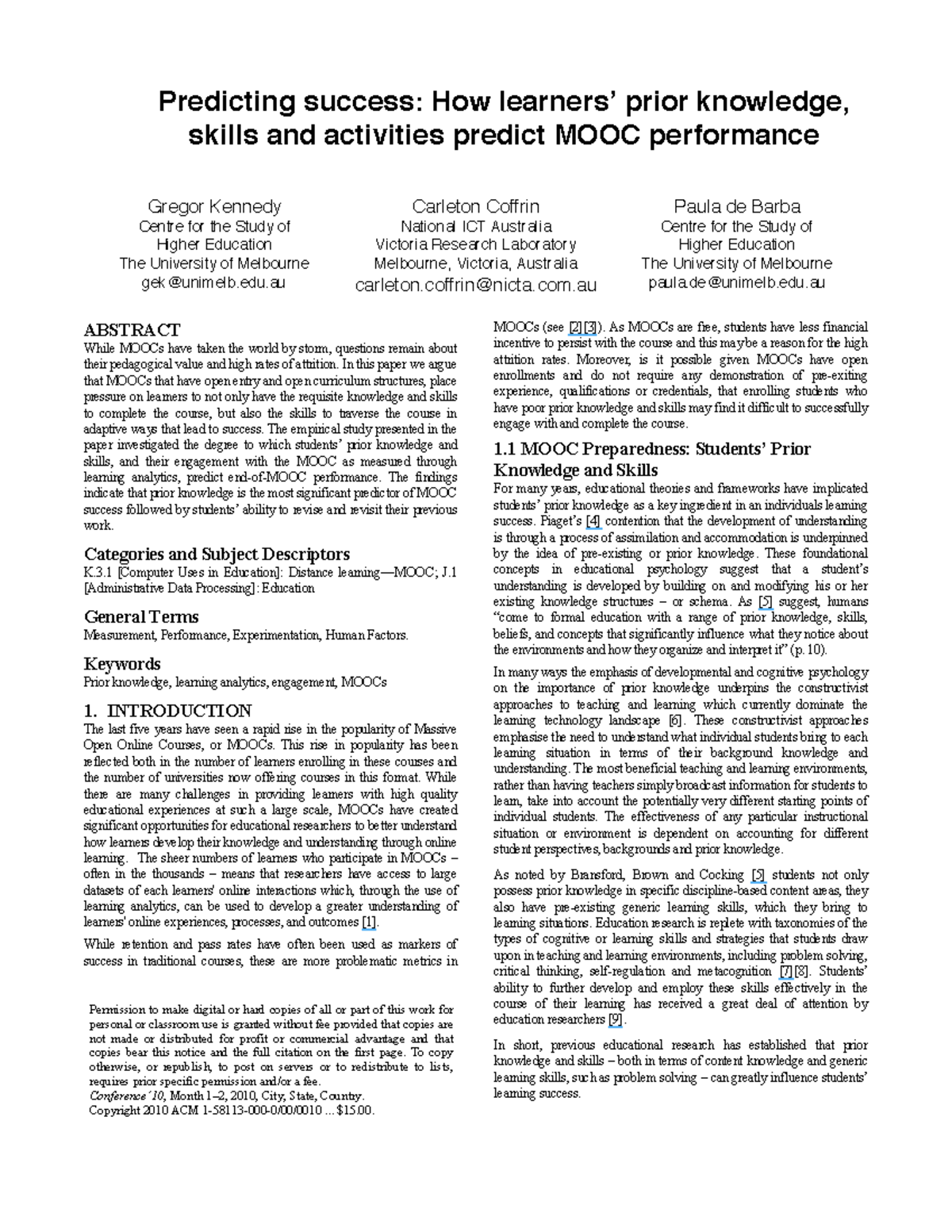 Predicting Success Hmmm Predicting Success How Learners Prior Knowledge Skills And