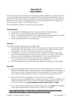 CO2409-17 Lab Worksheet - Direct3D - Advanced Shaders 1 In this lab we ...