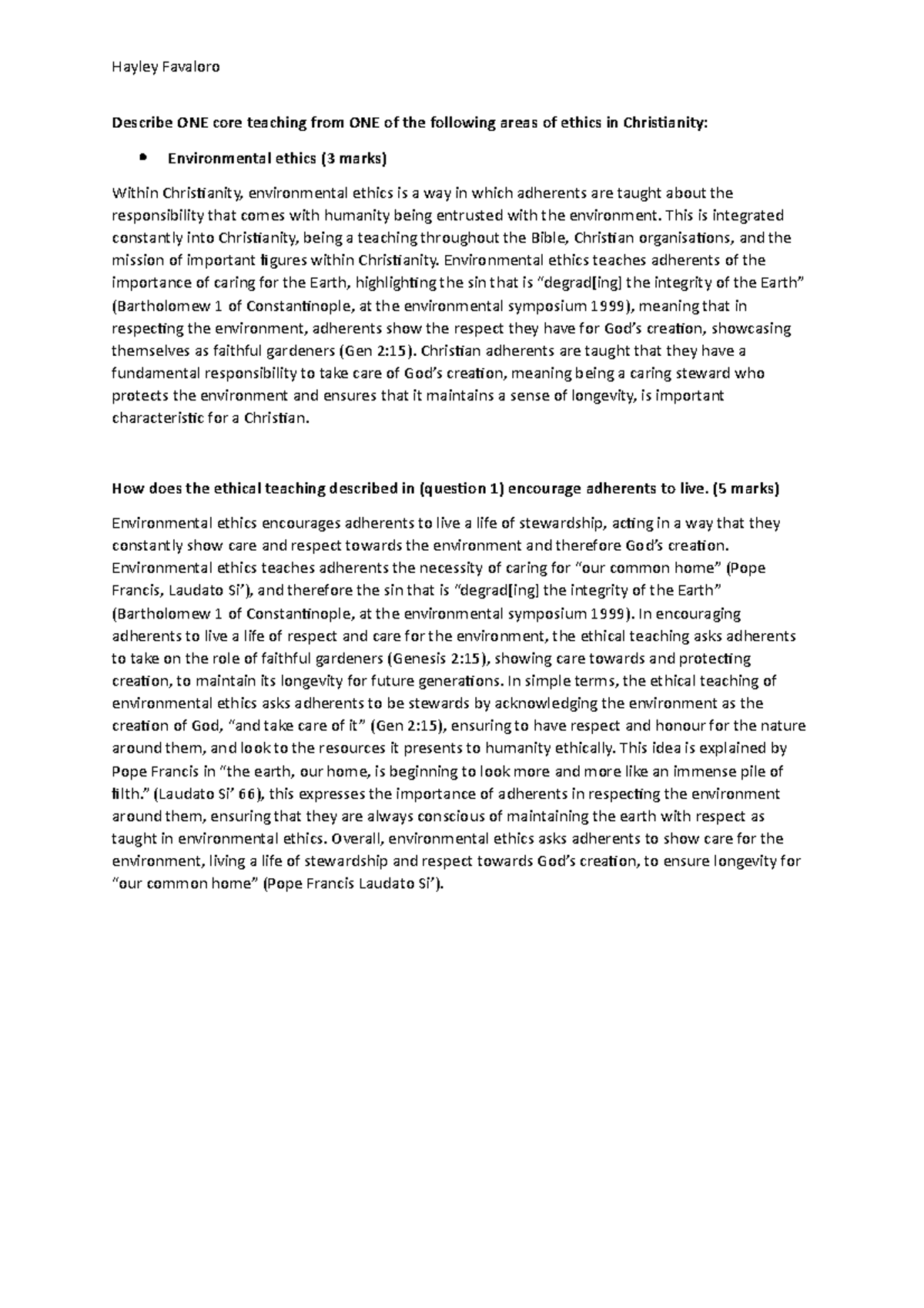 Religion Essays - Christianity - Describe ONE core teaching from ONE of ...