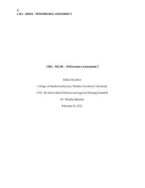 C361 Task1 - task 1 - Pamela Lopez-Wiggins WGU C Task 1 Patient/problem ...