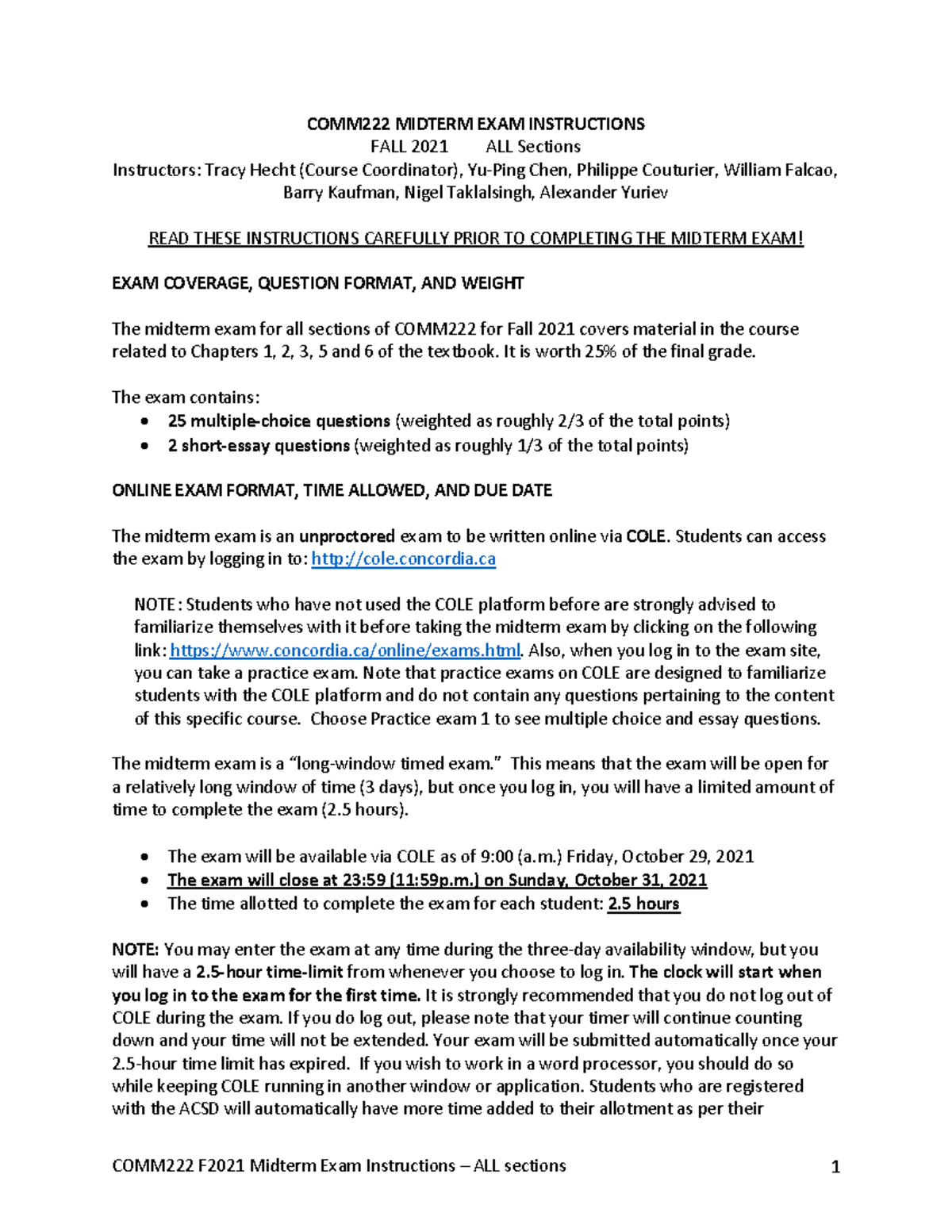 COMM222 F2021 Midterm Exam Instructions - Revised - COMM 222 ...