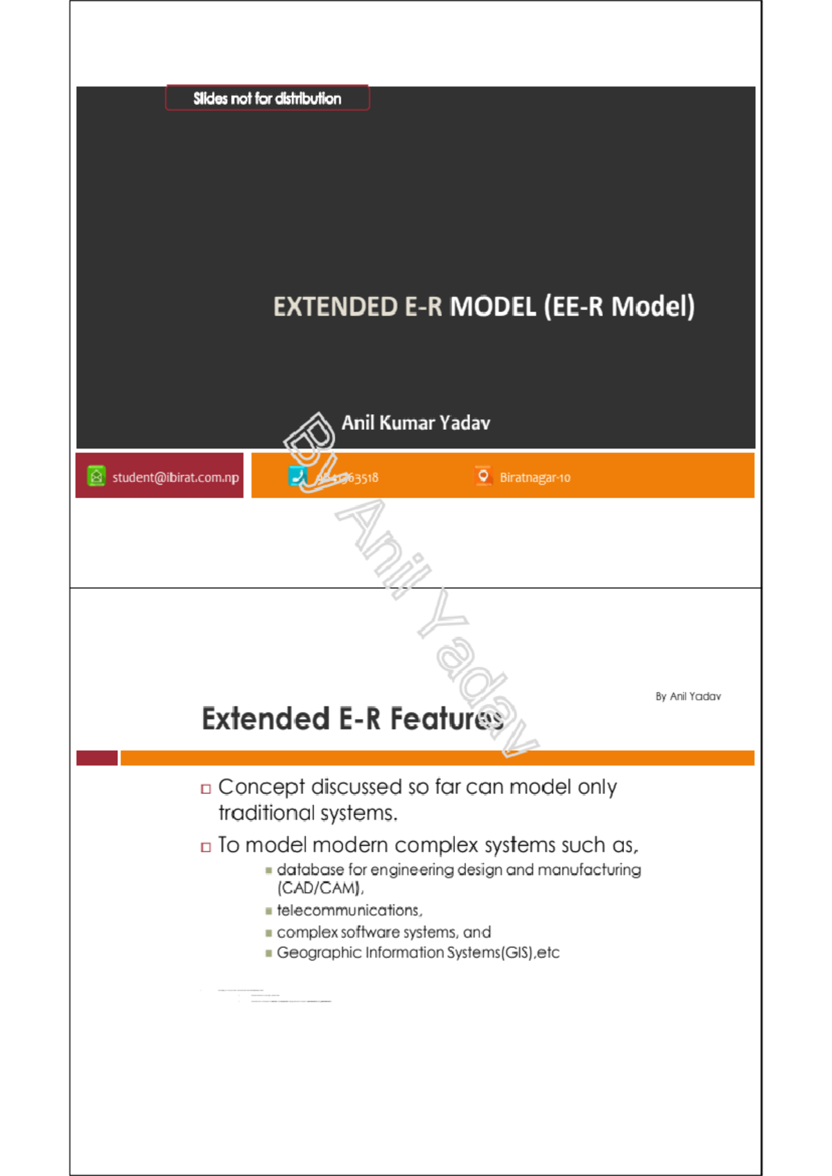 2.2 Extended E-R Model - sgfvcjn - Slides not for distribution EXTENDED ...