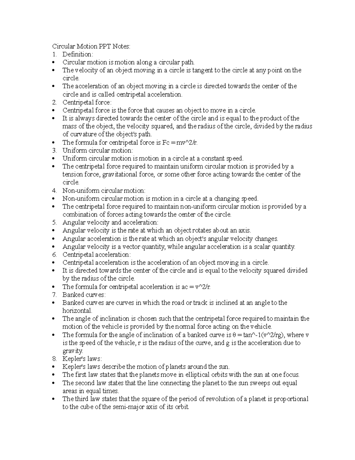 PHY2053 Circular Motion PPT Notes - Circular Motion PPT Notes: 1 ...