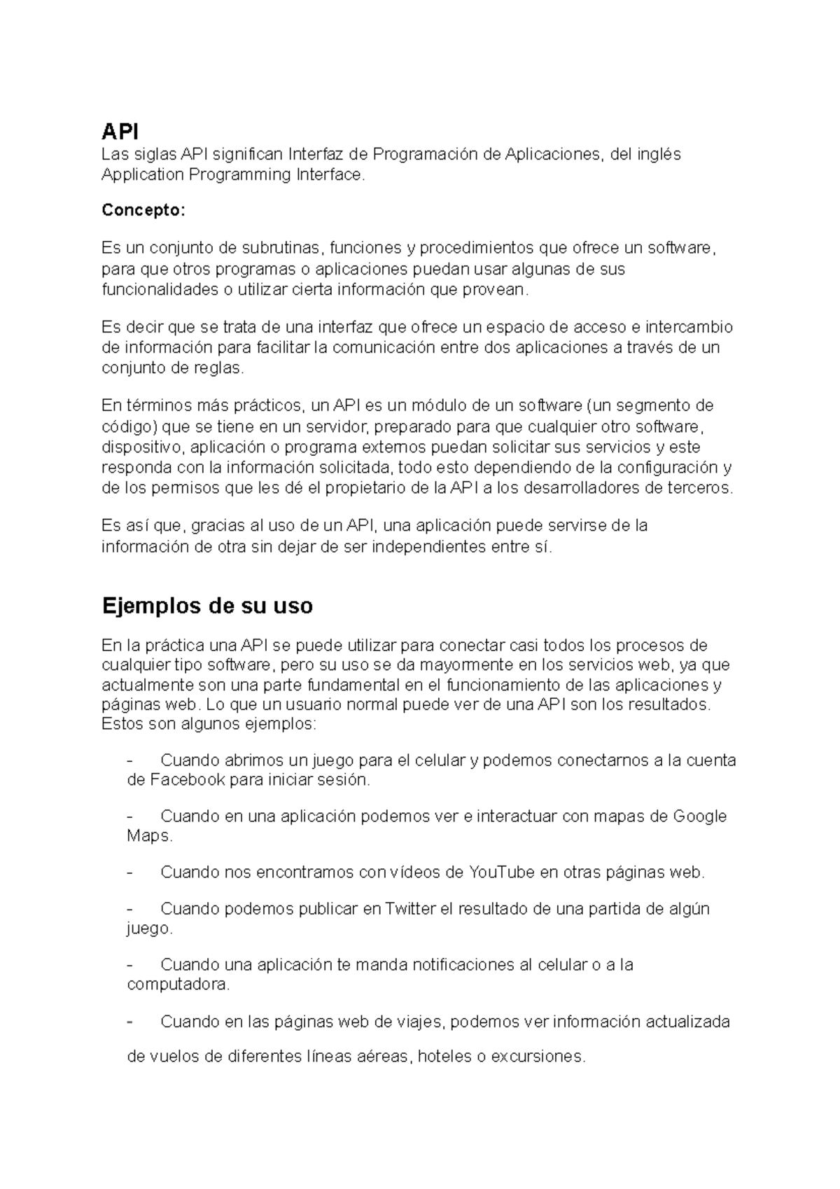 INFO PARA LA Exposicion - API Las siglas API significan Interfaz de ...