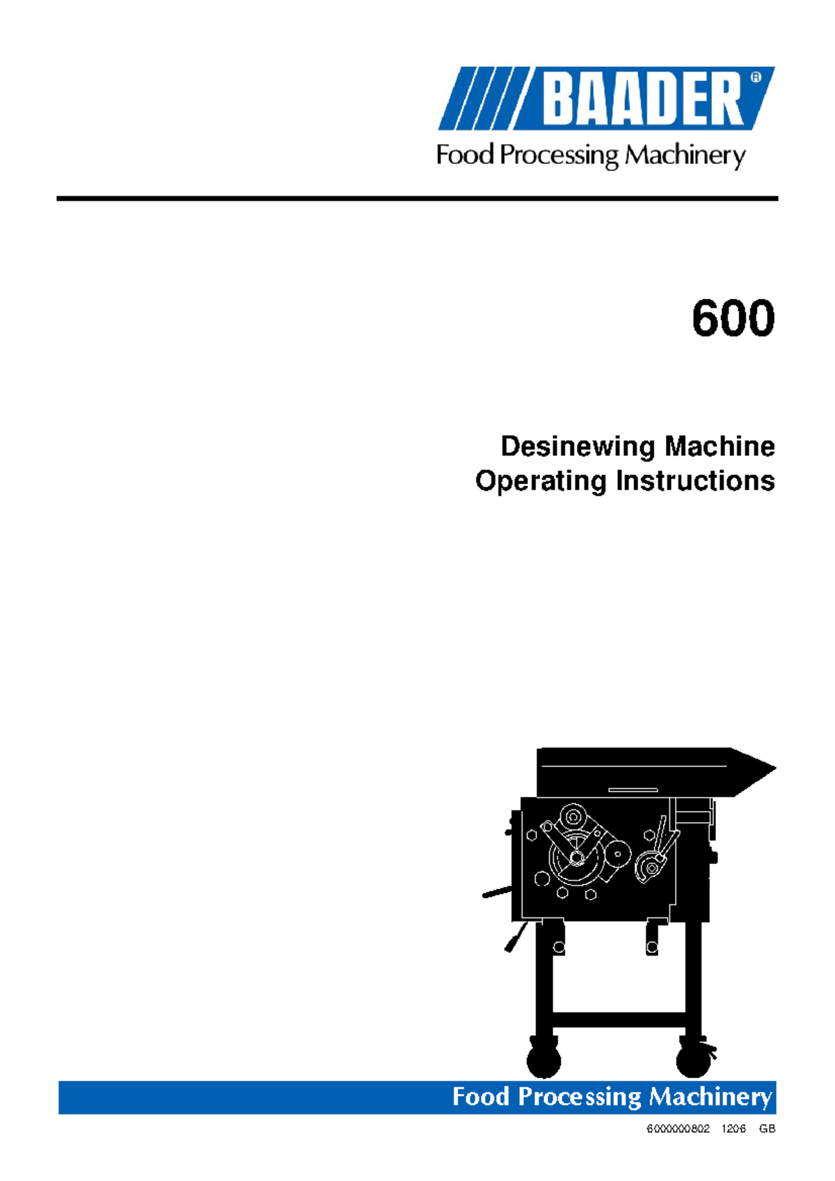 Manual - n/p - 600 Food Processing Machinery Desinewing Machine Operating Instructions 600 - Studocu