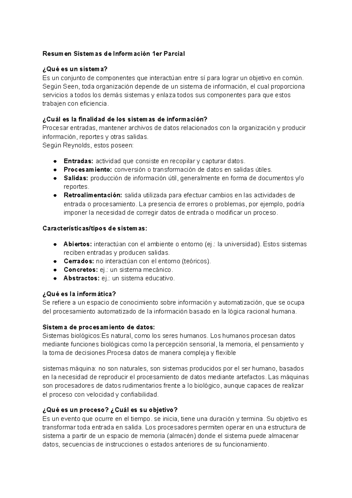 Sistemas de informacion resumen 1er parcial - Resumen Sistemas de Información 1er Parcial ¿Qué ...