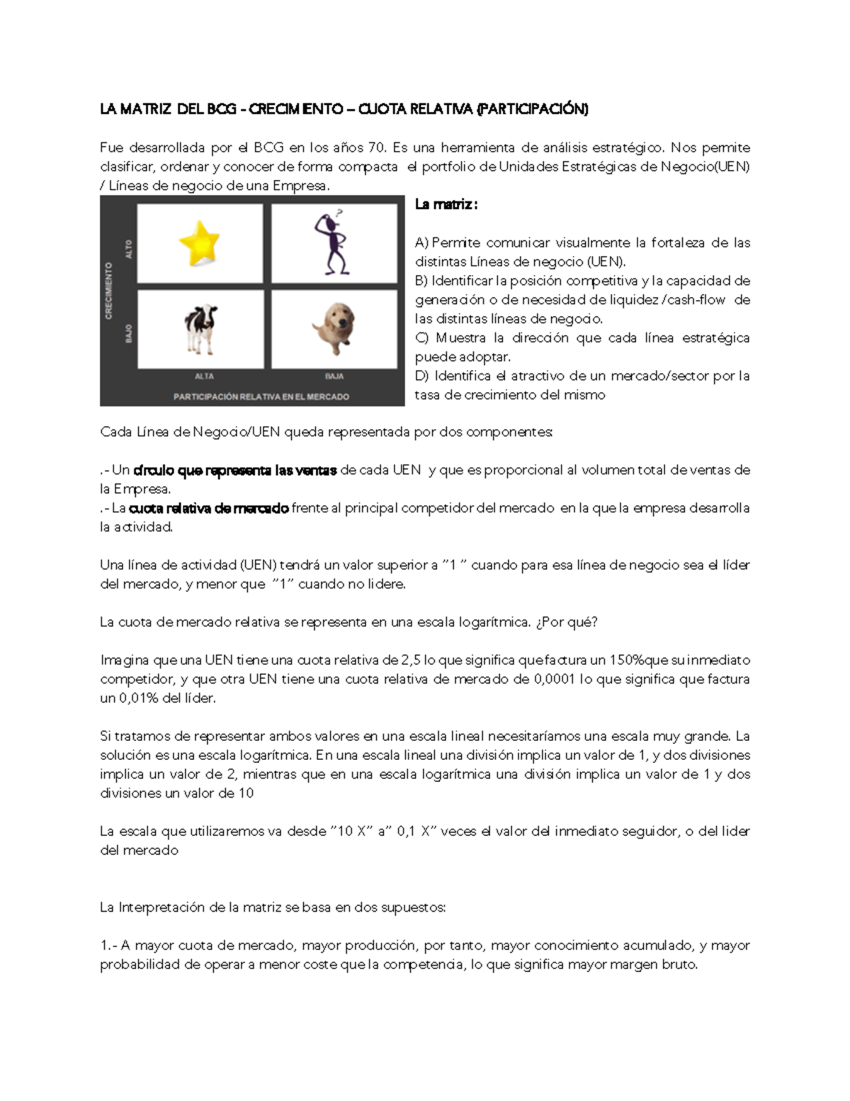 Matriz boston consoulting group teoría explicación - LA MATRIZ DEL BCG ...