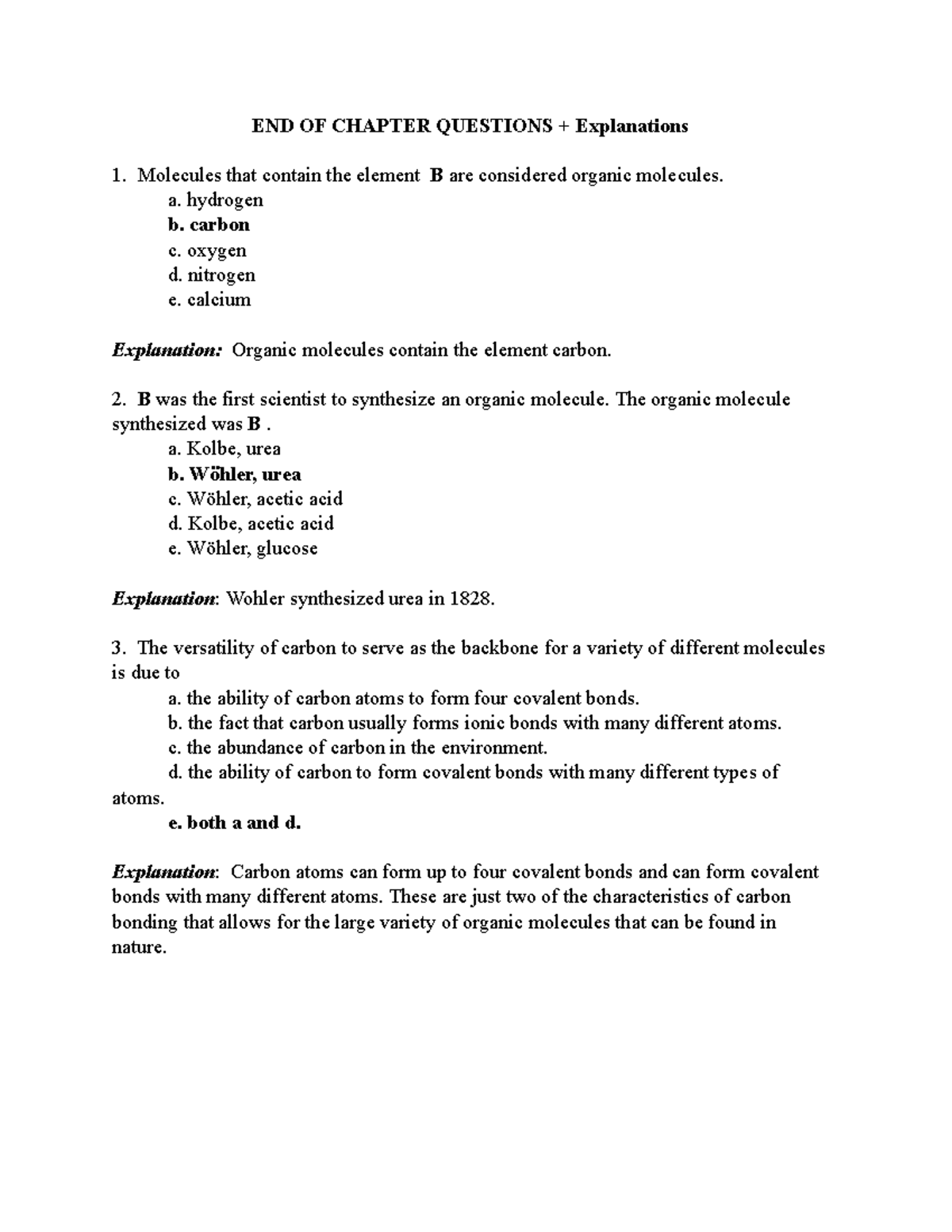 Biology Practice Questions - END OF CHAPTER QUESTIONS + Explanations ...