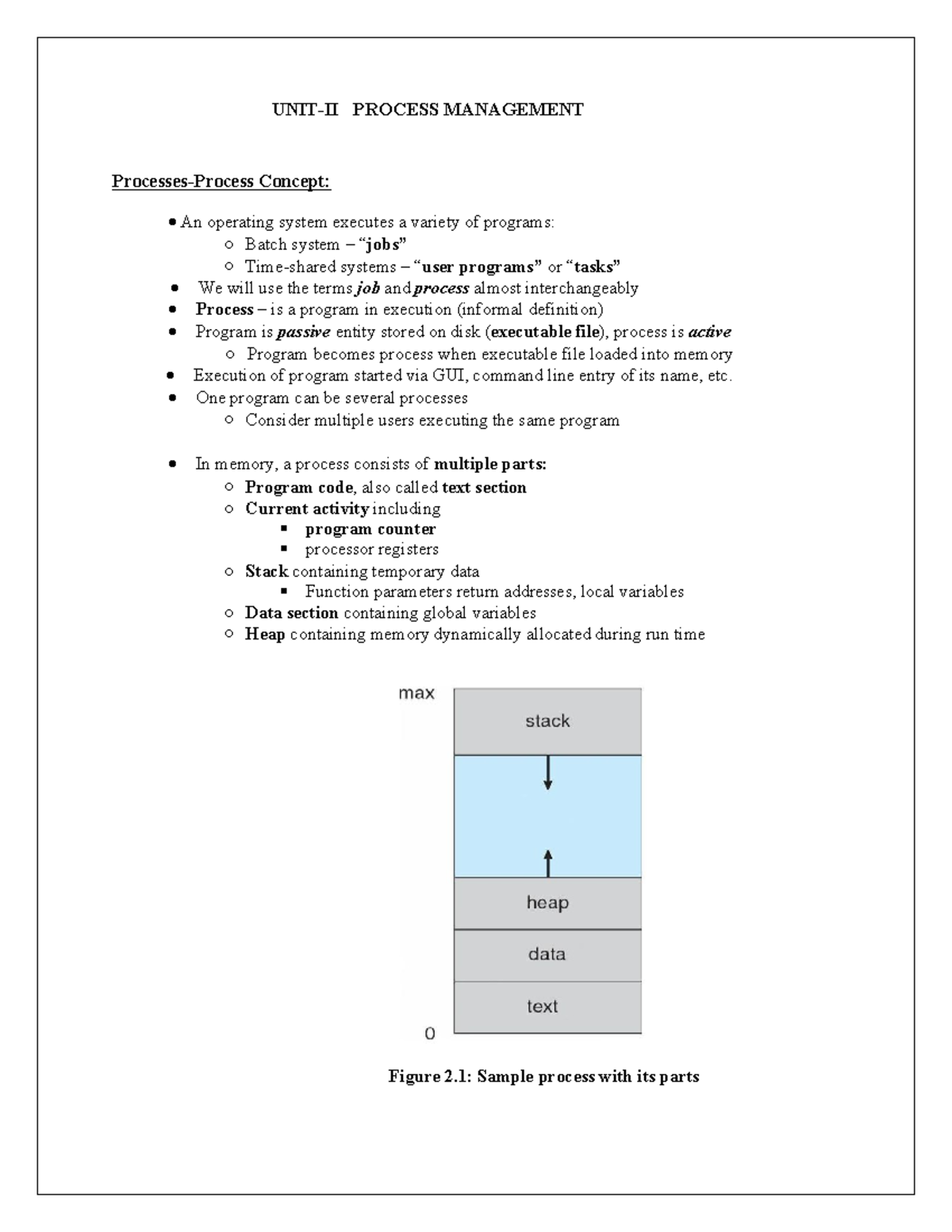 OS UNIT II - UNIT-II PROCESS MANAGEMENT Processes-Process Concept: An ...