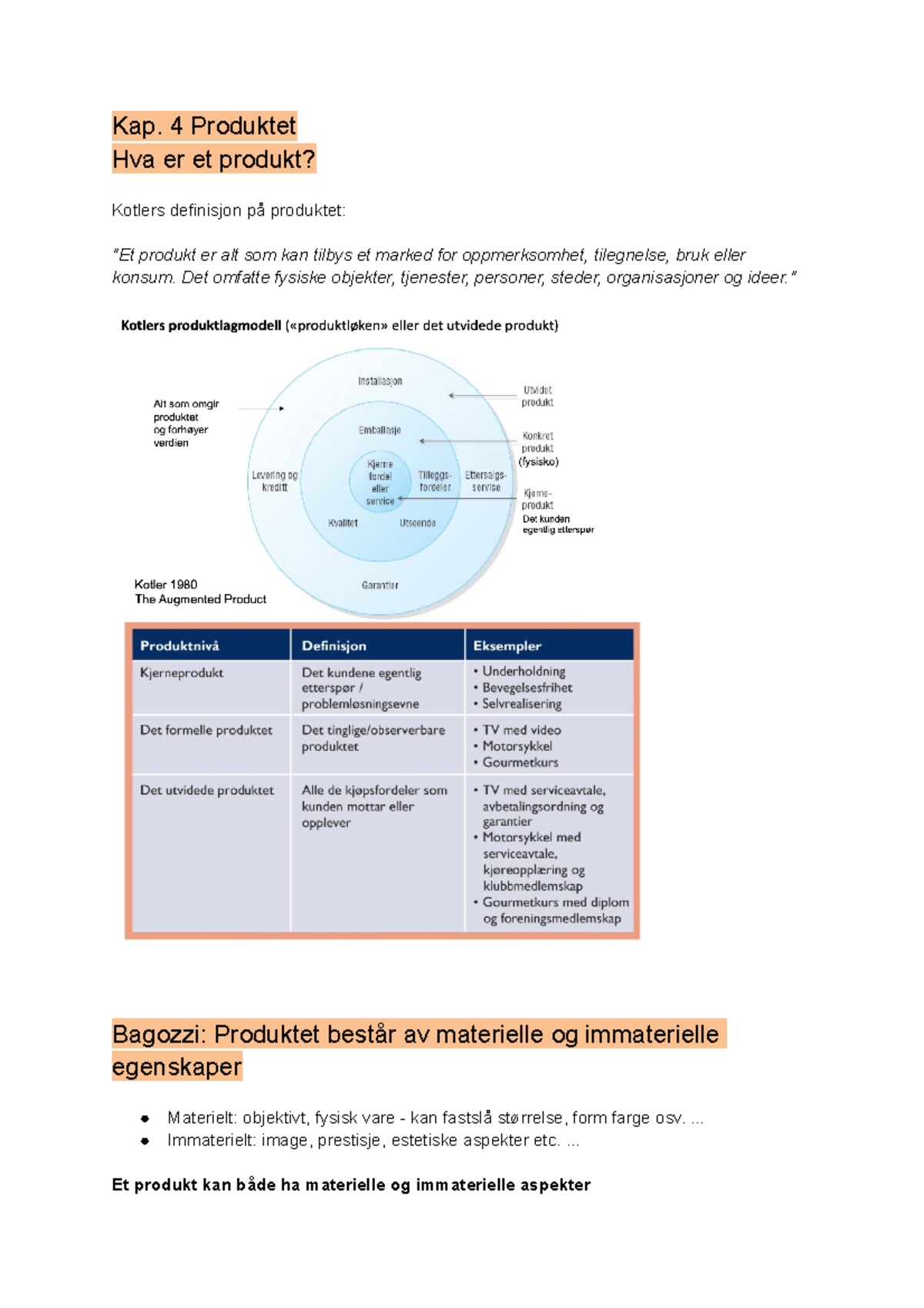 Kap. 4 - Notater fra kap. 4 i boken "Markedsføring verdibasert ...