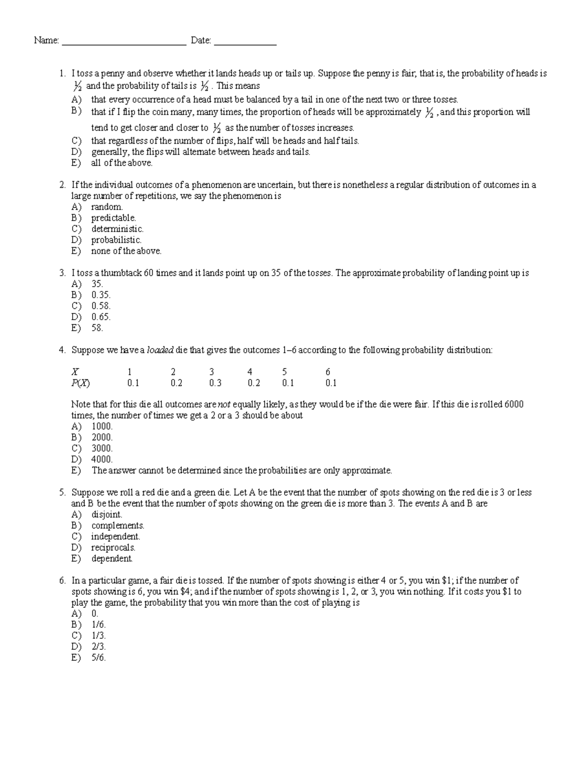 MC Practice Test - Name: __________________________ Date ...