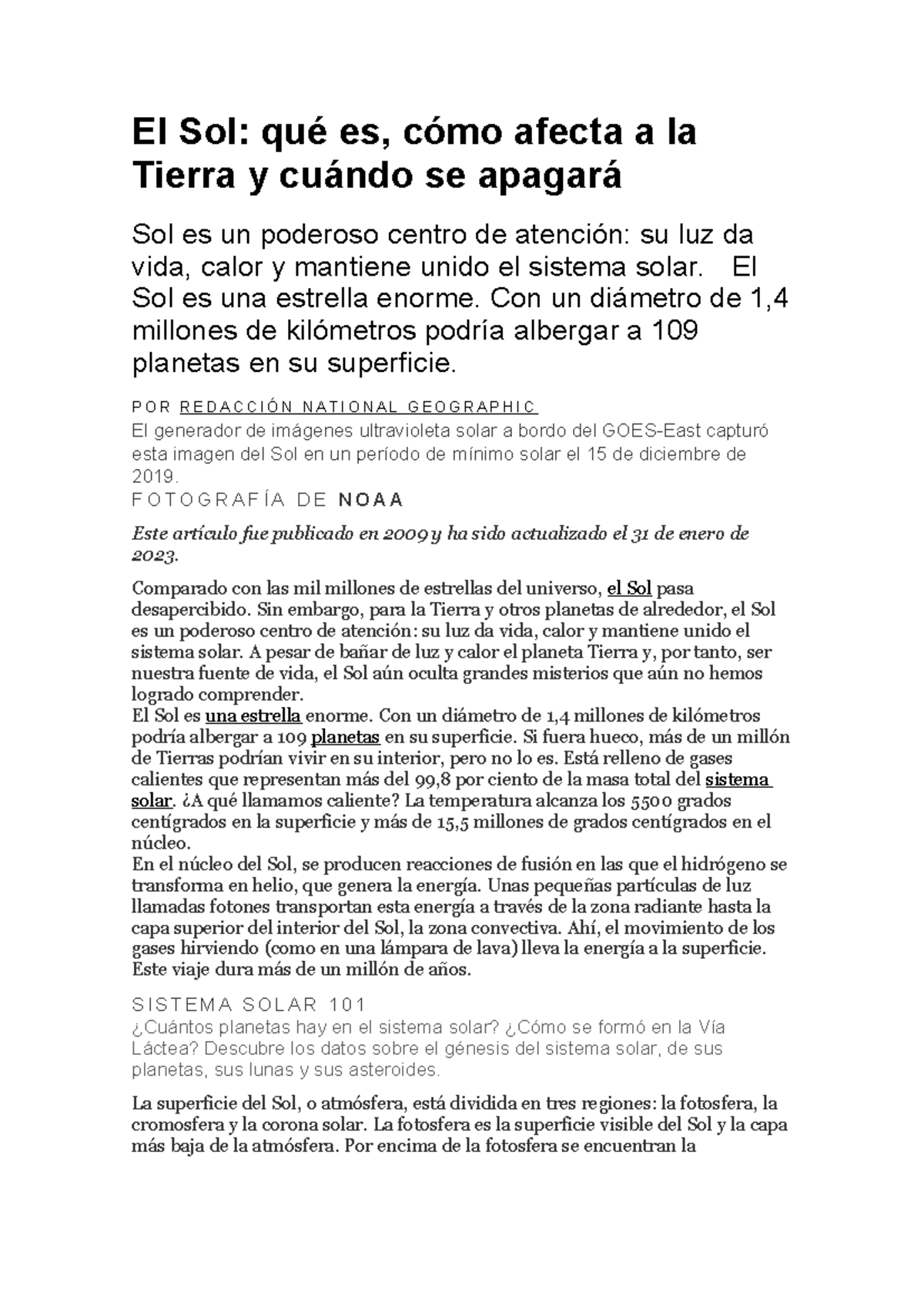 El Sol - Resumen Ciencias - El Sol: qué es, cómo afecta a la Tierra y ...