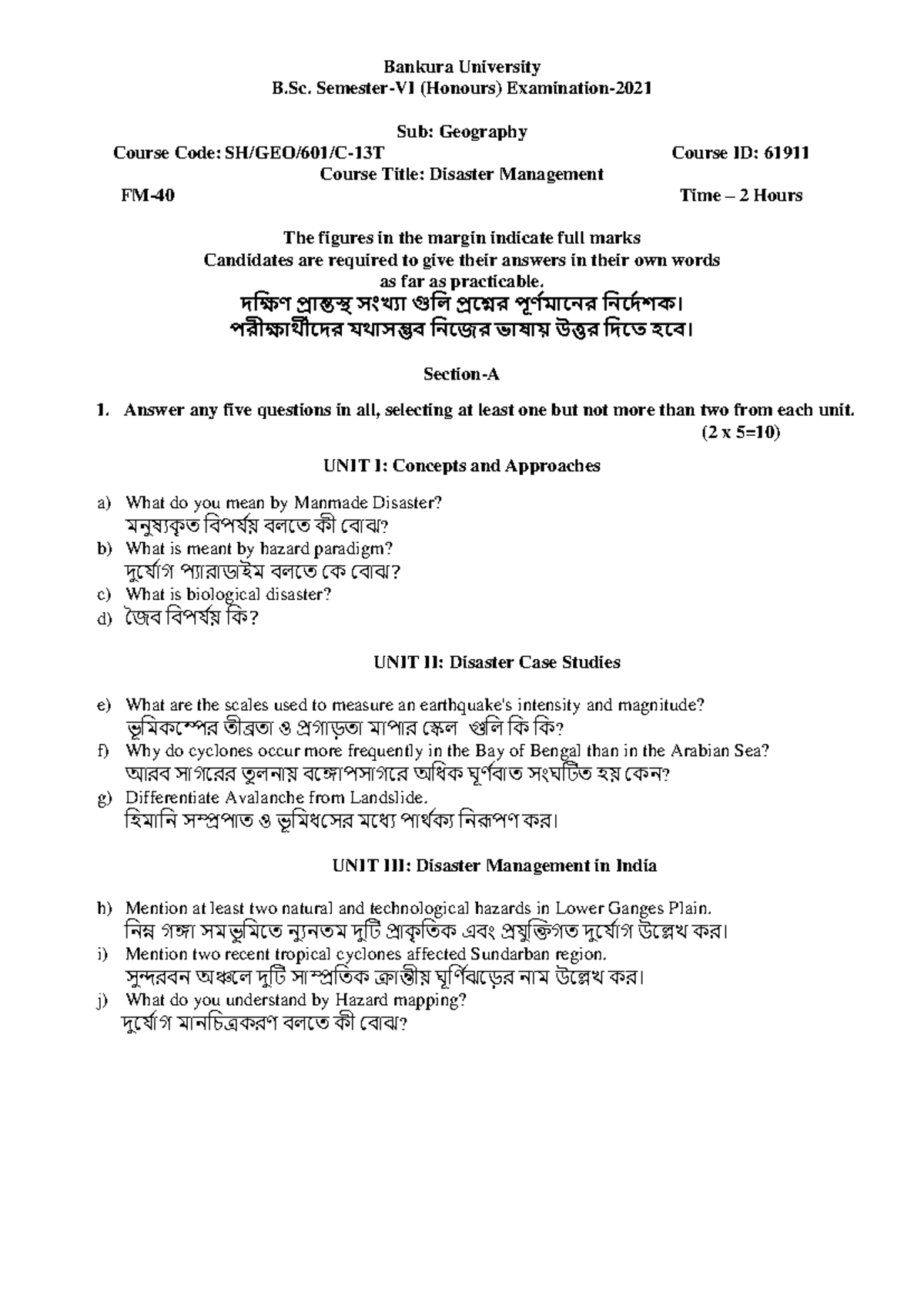 6 HONS Geography SH-GEO-601-C-13 1626169223512 - Bankura University B. Semester-VI (Honours ...